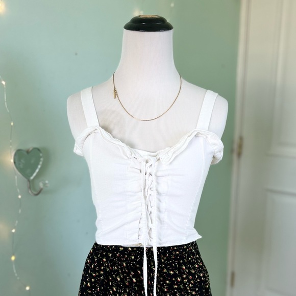 PacSun | Tops | Pacsun White Ruffle Peasant Cottagecore Corset Style ...